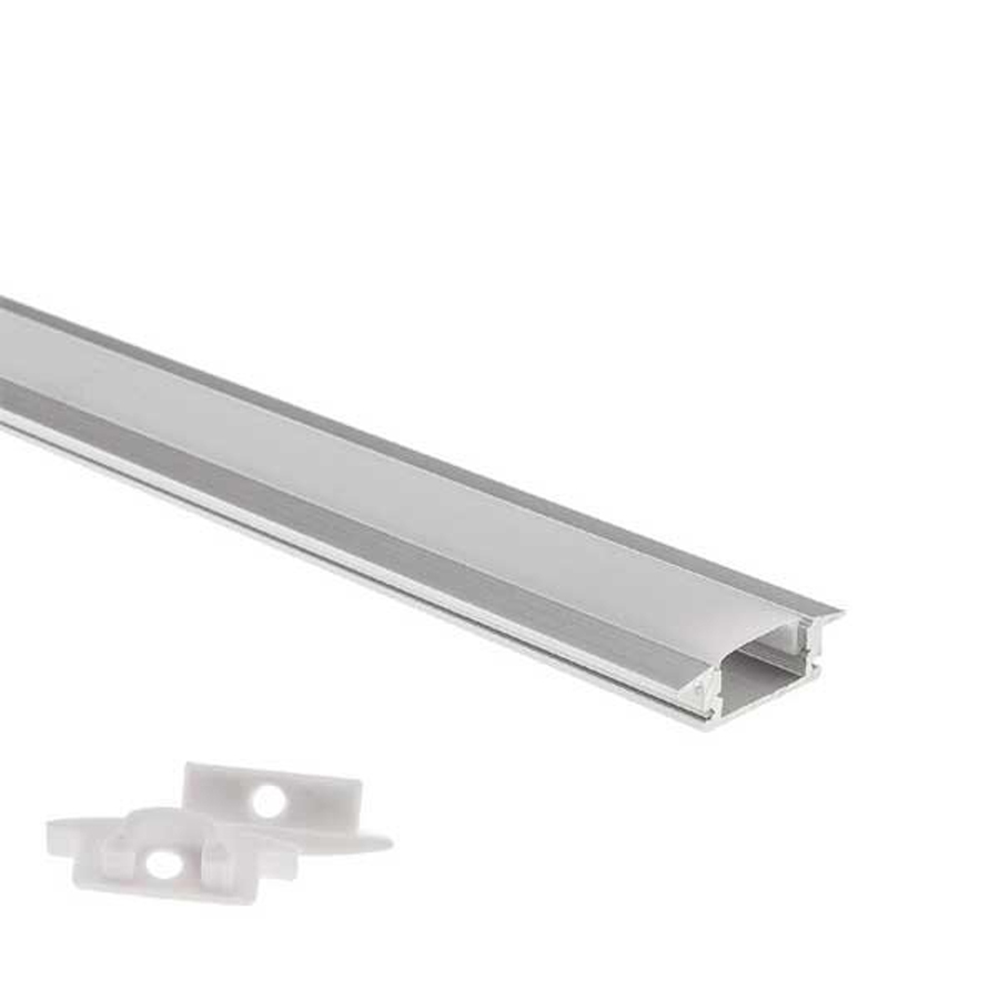 Profil pour ruban LED encastré en aluminium gris 2m | Soléa